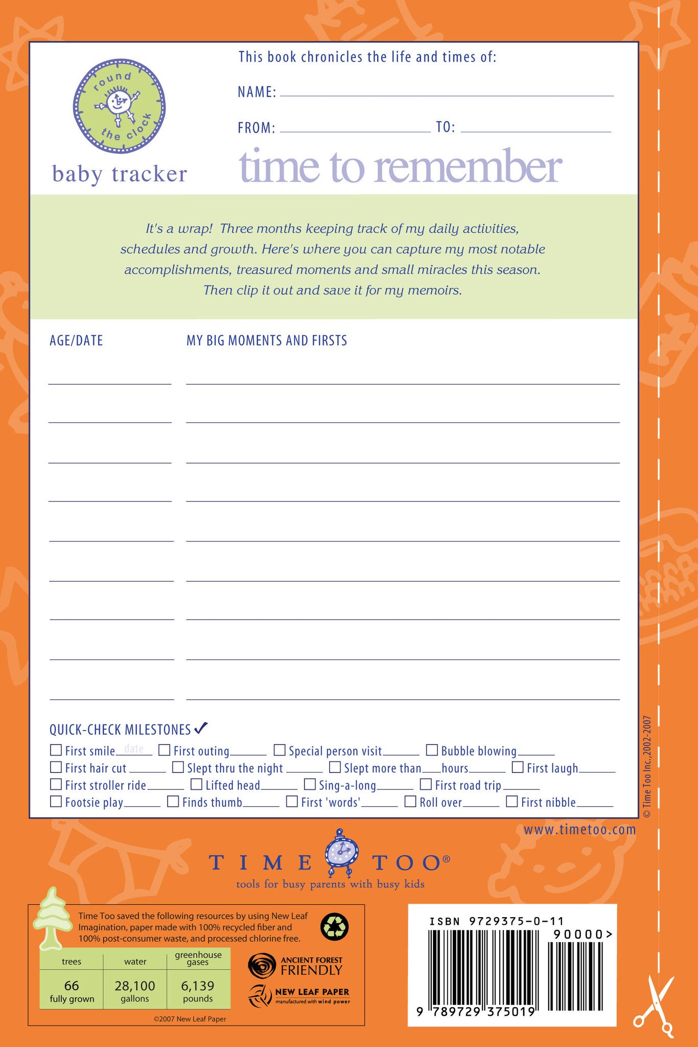 Keep Track of Childcare-Baby Tracker® Binder Page Packs from Time Too